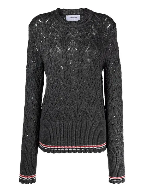 Thom Browne Pointelle-knit Merino Wool Jumper - Medium Gray