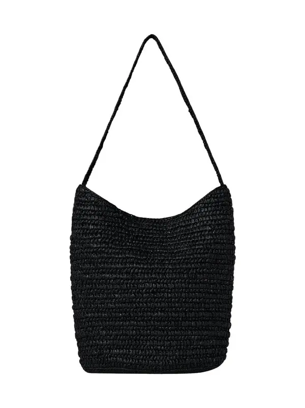 THE ROW Alma Woven Shoulder Bag - Black
