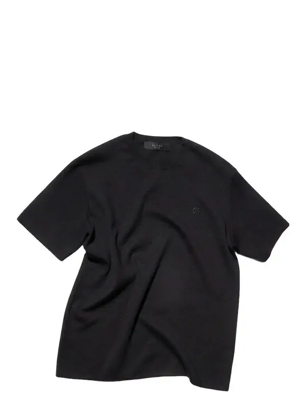 Gucci Knit Silk Cotton T-shirt With Embroidery - Black