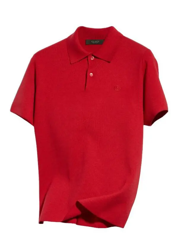 Gucci Knit Silk Cotton Polo Shirt - Red