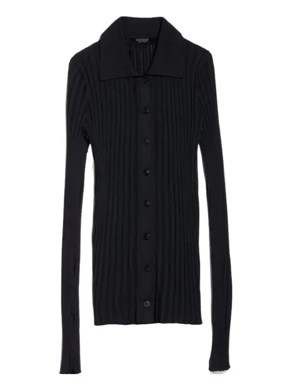 Gucci Fine Rib Viscose Cardigan - Black