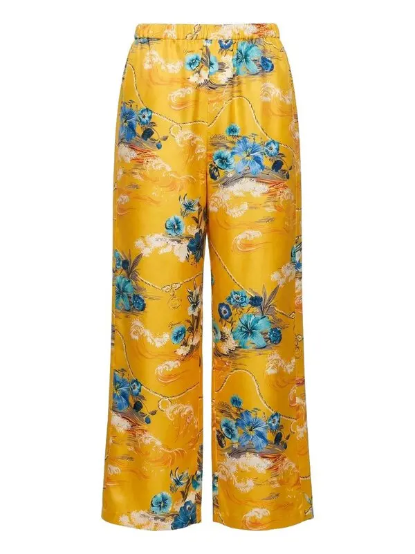 Gucci Printed Silk Twill Leisure Pants - Multi-color