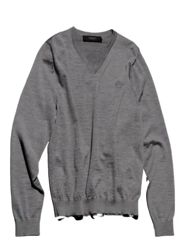 Gucci V-neck Knitted Sweater - Grey