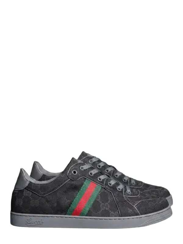Gucci Low-top Sneakers With Gg Canvas And Web Detail - Black