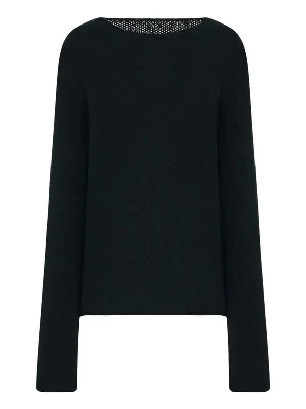 THE ROW Long-sleeved Knitwear With Crochet Piping - Black
