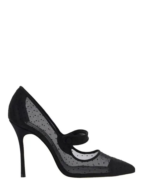 Manolo Blahnik Polka Dot Pointed Toe High Heels - Black
