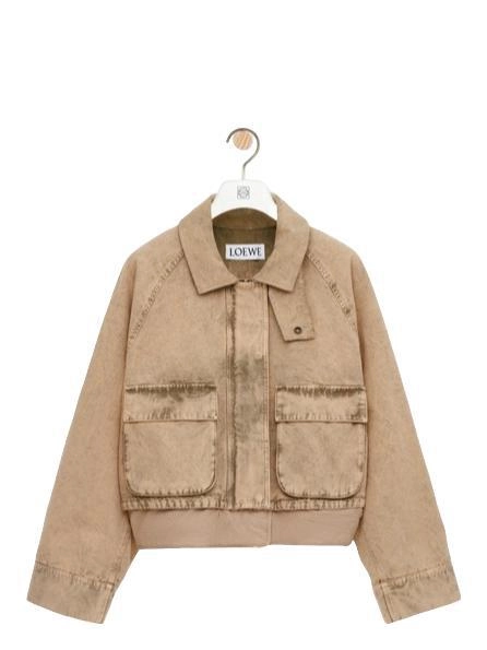 Loewe Lightweight Utility Jacket With Quilted Hem - Beige