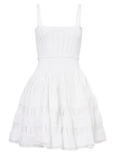 Alaïa Fitted Waist Bandeau Stretch-woven Mini Dress - Blanc