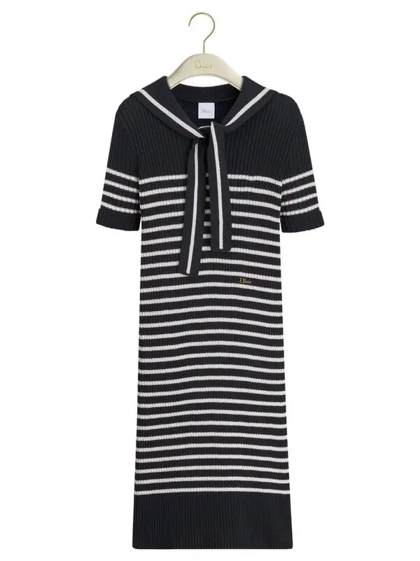 Dior Riviera Marinière Striped Knit Dress - Navy/white