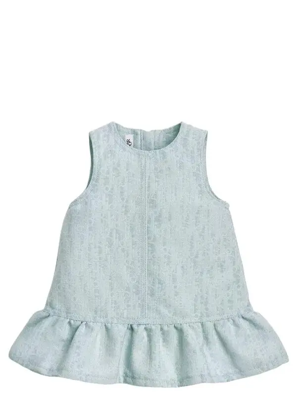 Dior Sleeveless Dress With Ruffled Hem - Light Blue