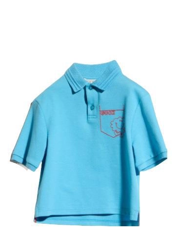 Gucci Baby Cotton Polo Shirt With Embroidery - Light Blue