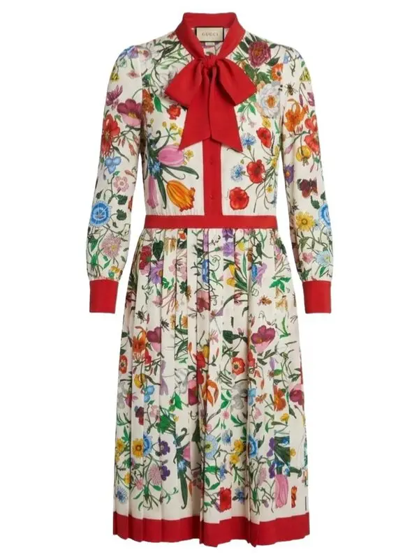 Gucci Flora Print Silk Crêpe De Chine Dress - Multicolor