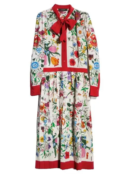 Gucci Flora Print Silk Crêpe De Chine Dress - Multicolor