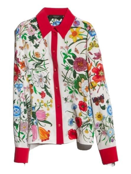 Gucci Printed Silk Shirt With Flora Motif - Multicolor