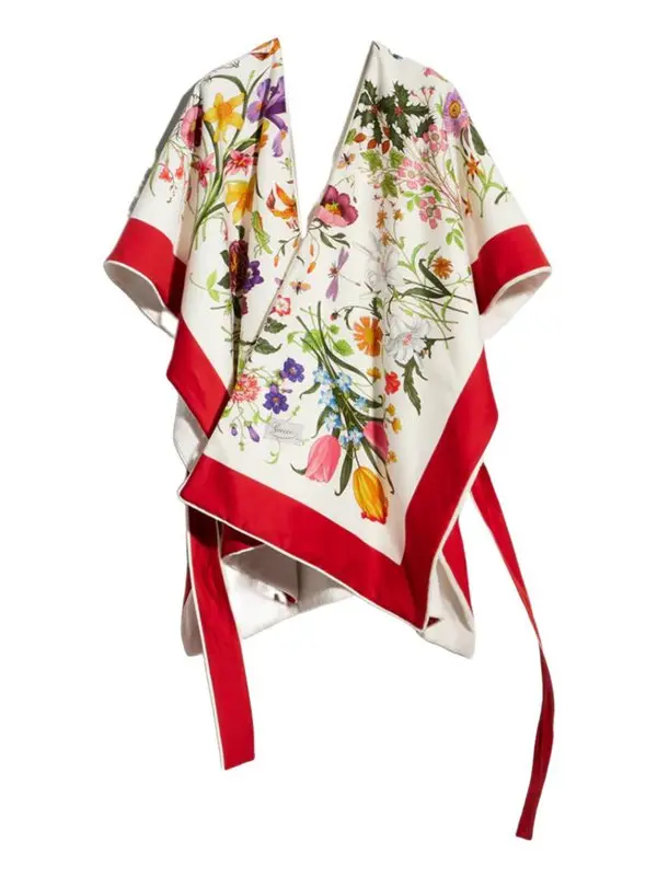 Gucci Printed Cotton Terrycloth Cape Dress With Detachable Belt - Multicolor