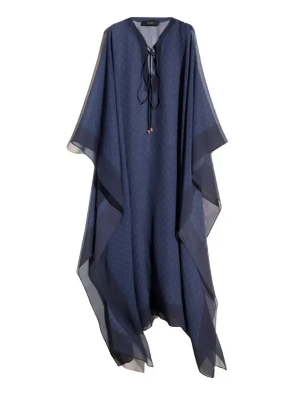 Gucci Silk Georgette Cape Dress - Blue