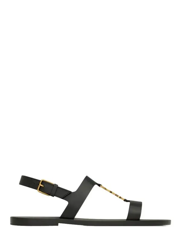 Saint Laurent Cassandre Logo Plaque Sandals - Black