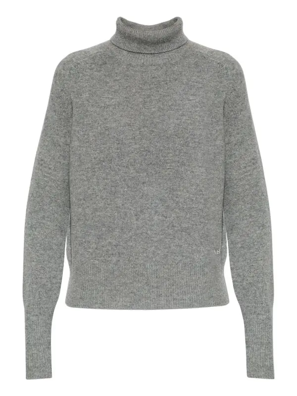 Victoria Beckham Roll Neck Logo Detailed Sweater - Grey