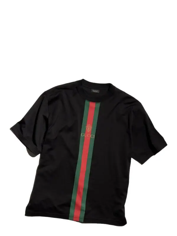 Gucci Web Embellishes Crewneck T-shirt - Black