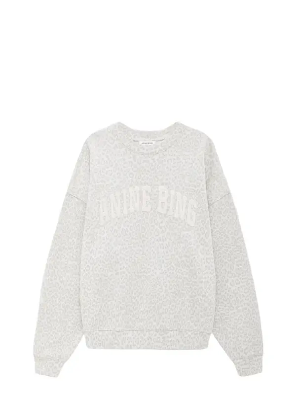 ANINE BING Leopard Print Logo Sweatshirt - White