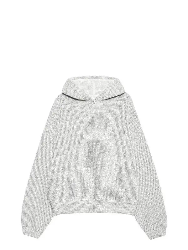 ANINE BING Alec Framed Monogram Hoodie - Grey