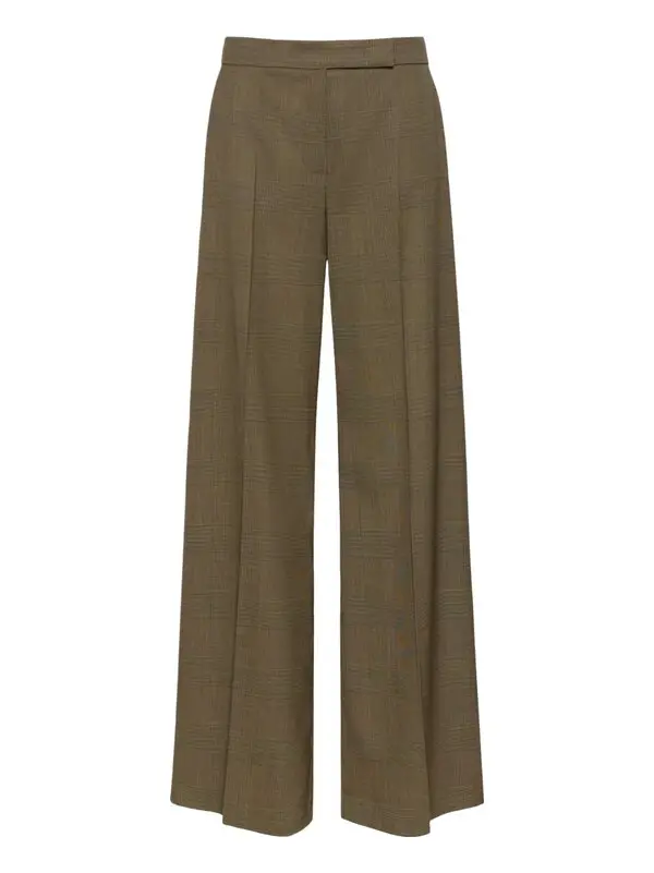 Max Mara Netto Check-pattern Wide-leg Trousers - Khaki