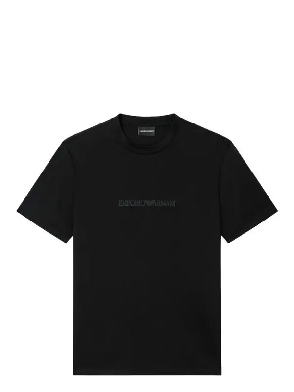 Emporio Armani Logo Embossed Crewneck T-shirt - Black