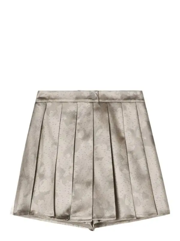Emporio Armani Pleated Mini Skirt With Jacquard Camo Flower Motif - Grey