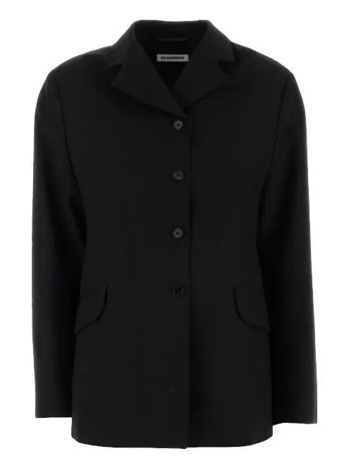 JIL SANDER Single-breasted Felted Blazer - Black