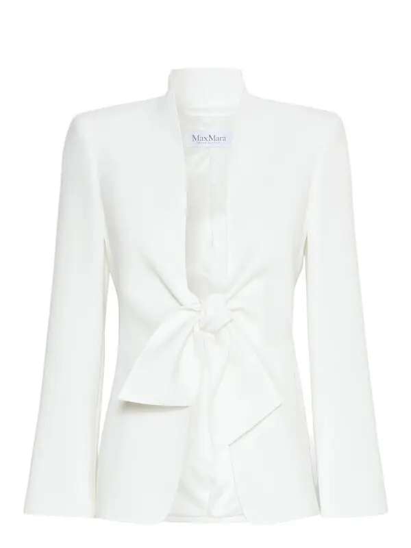 Max Mara Long Sleeve Tailored Blazer With Tie Detail - White