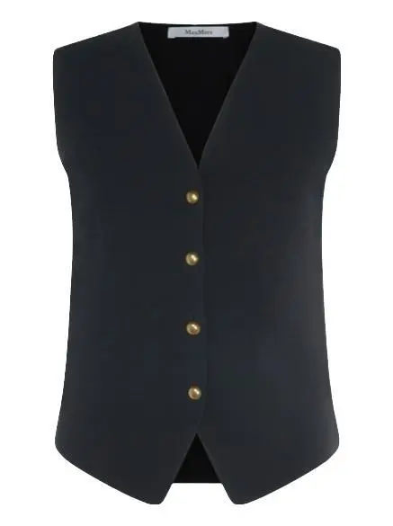 Max Mara Fuggito Buttoned V-neck Vest - Black
