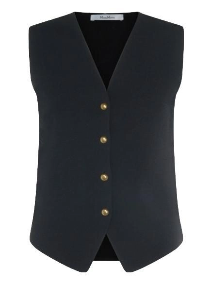 Max Mara Fuggito Buttoned V-neck Vest - Black