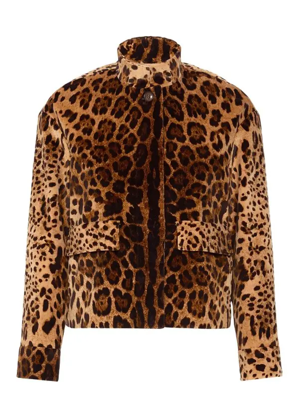 Max Mara Cropped Animal Print Jacket - Brown