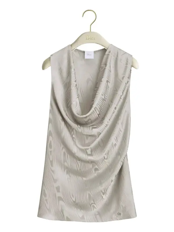 Dior Sleeveless Draped Top With Cd Logo - Grey