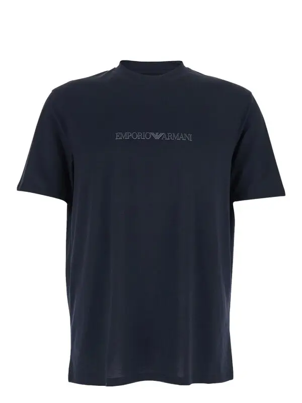 Emporio Armani Logo Embossed Crewneck T-shirt - Blue