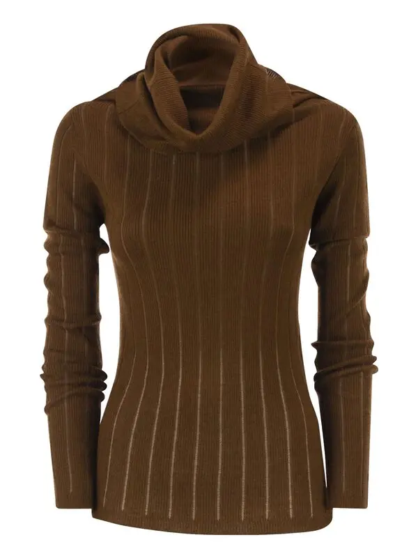 Max Mara Long-sleeved Knitwear With High Neck - Brown