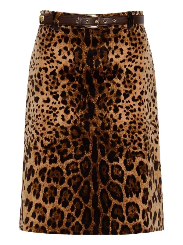 Max Mara Flared Printed Velvet Mini Skirt - Brown