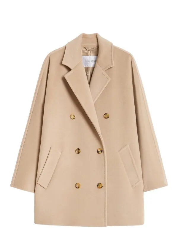 Max Mara Long Sleeved Double Breasted Coat - Sand-colored