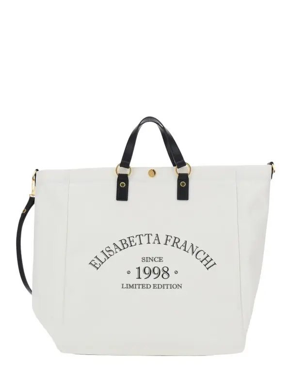Elisabetta Franchi Logo Printed Tote Bag - White