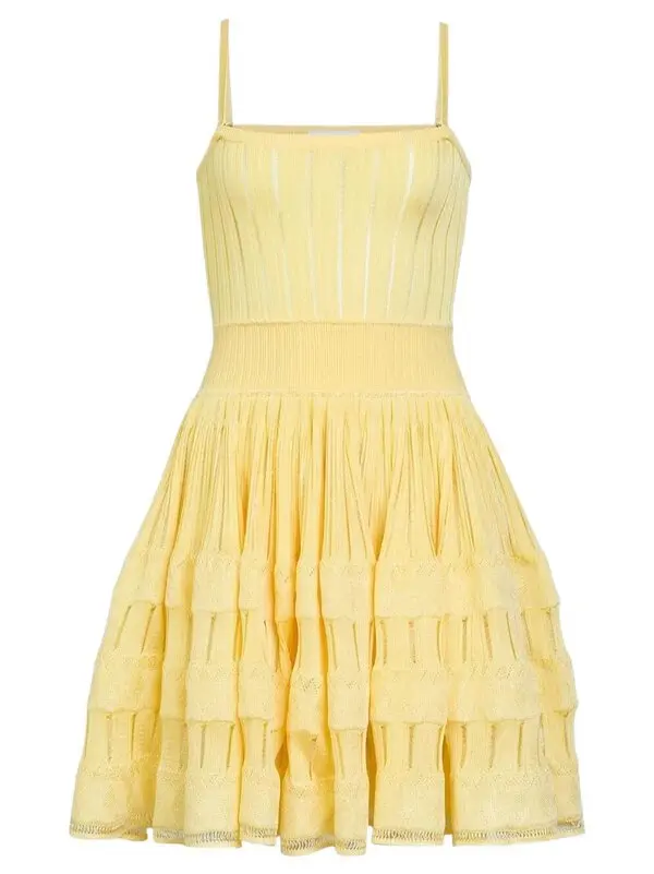 Alaïa Crinoline Knit Dress - Light Yellow