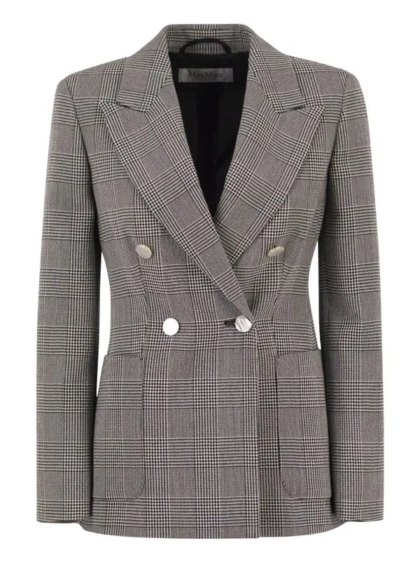 Max Mara Double-breasted Plaid Blazer With Notch Lapel - Gray