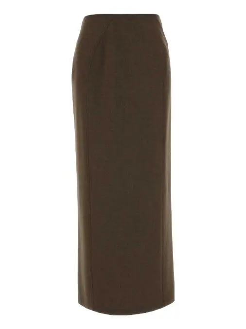 JIL SANDER High-waist Pencil Skirt With Rear Slit - Brown