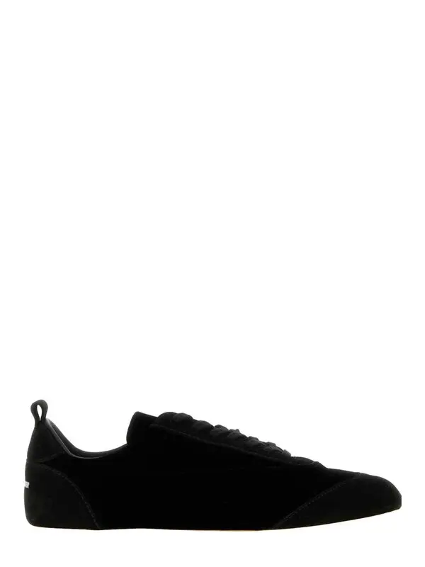 JIL SANDER Round Toe Lace-up Flat Sole Sneakers - Black