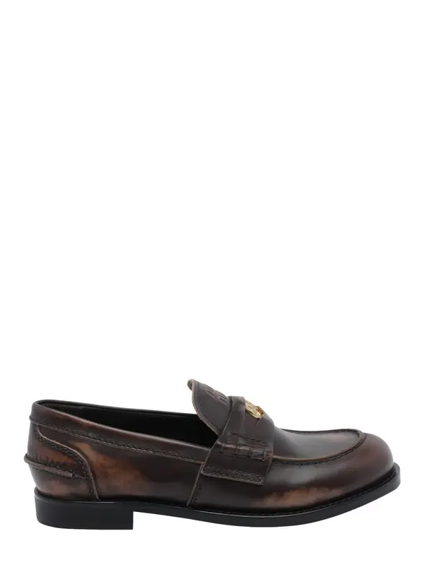 Miu Miu Round Toe Loafers - Black