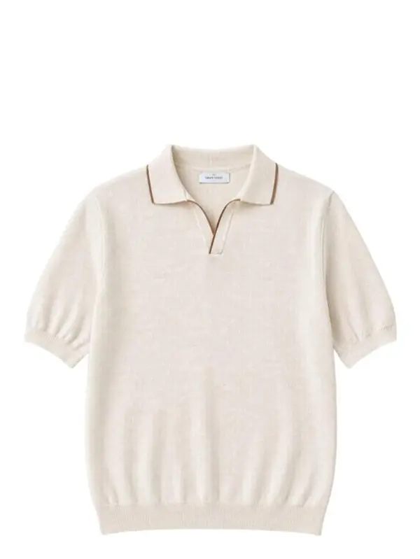 GRAN SASSO Short-sleeved V-neck Polo Shirt - Beige