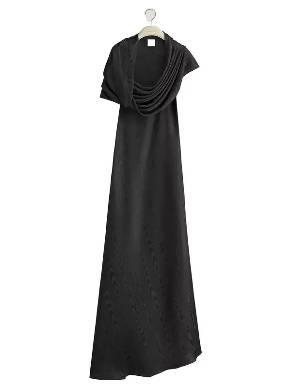 Dior Asymmetrical Draped Maxi Dress With Side Zip - Black