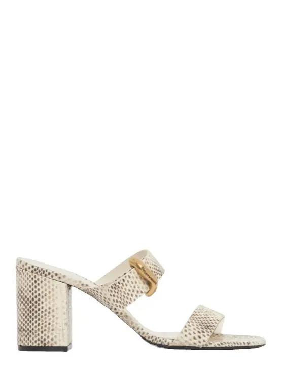 Emporio Armani Leather Heeled Sandals With Python Print - Patterned