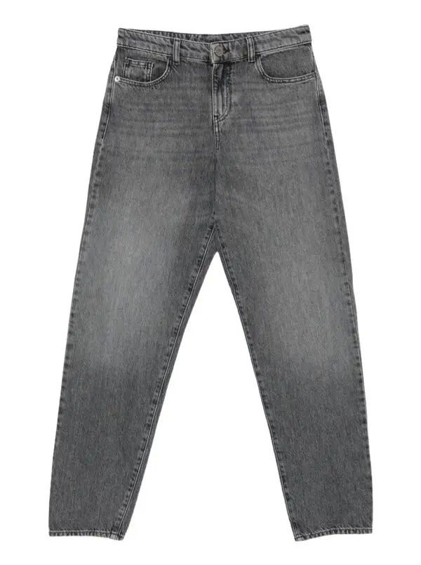 Emporio Armani Faded Wash Logo Plaque Jeans - Grey