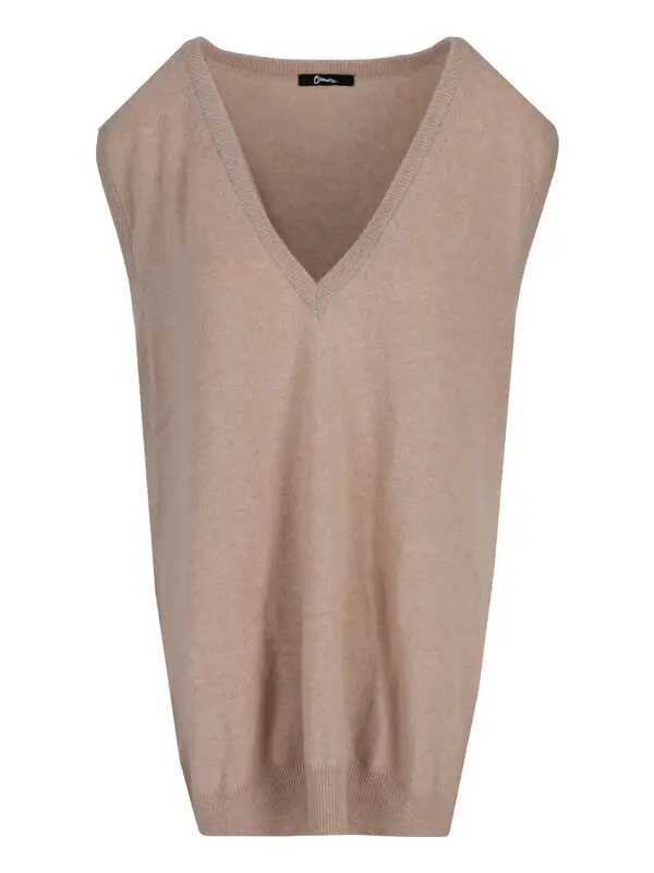 Lela Rose V-neck Knit Vest - Nude