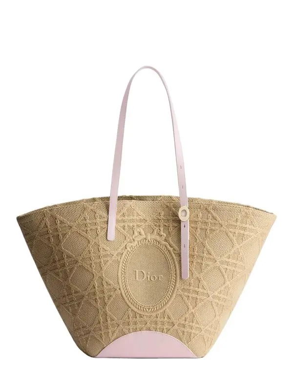 Dior Raffia-effect Cannage Medium Blooming Bag - Nude